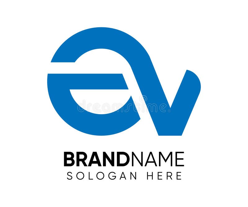 Initial Letter EV Logo Template Design Vector Illustration Blue ...