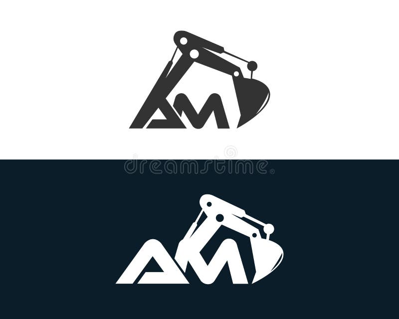 Initial Letter am Excavator Logo Design Concept. Stock Vector ...