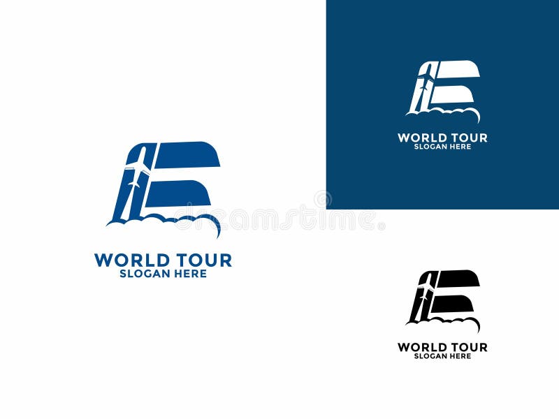 Initial Letter F with Airplane and Cloud Logo Design Template. Travel ...