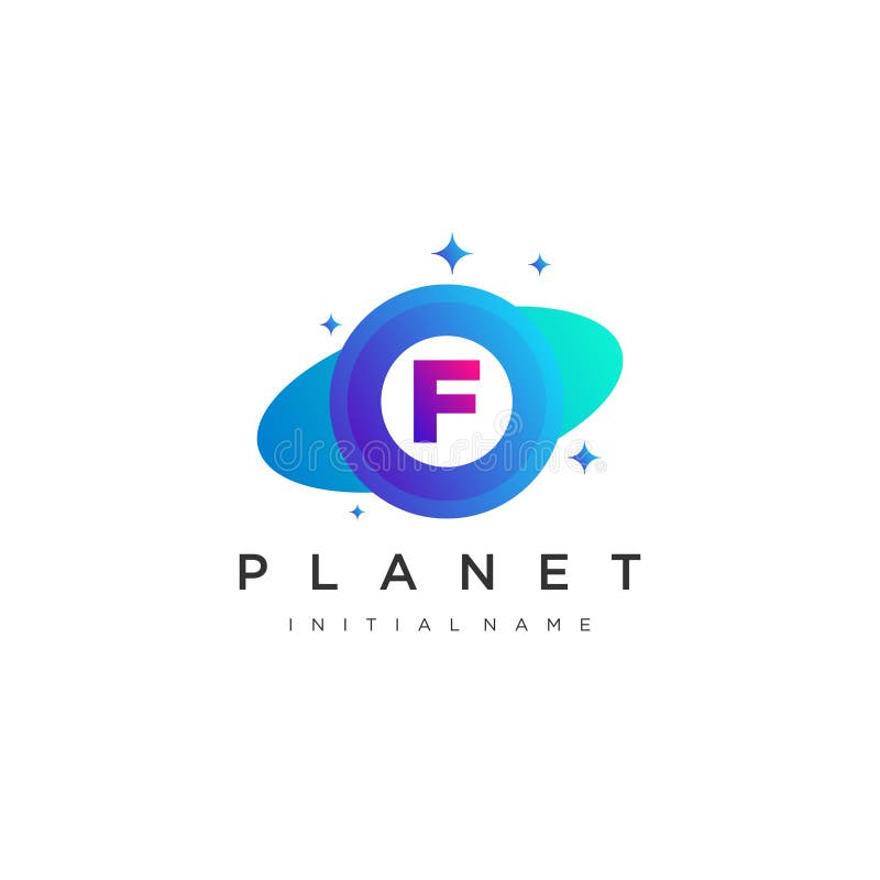 Initial Letter F Circle with Orbit for Planet Stock Vector ...