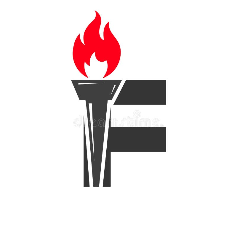 Initial Letter F Fire Torch Concept with Fire and Torch Icon Vector ...