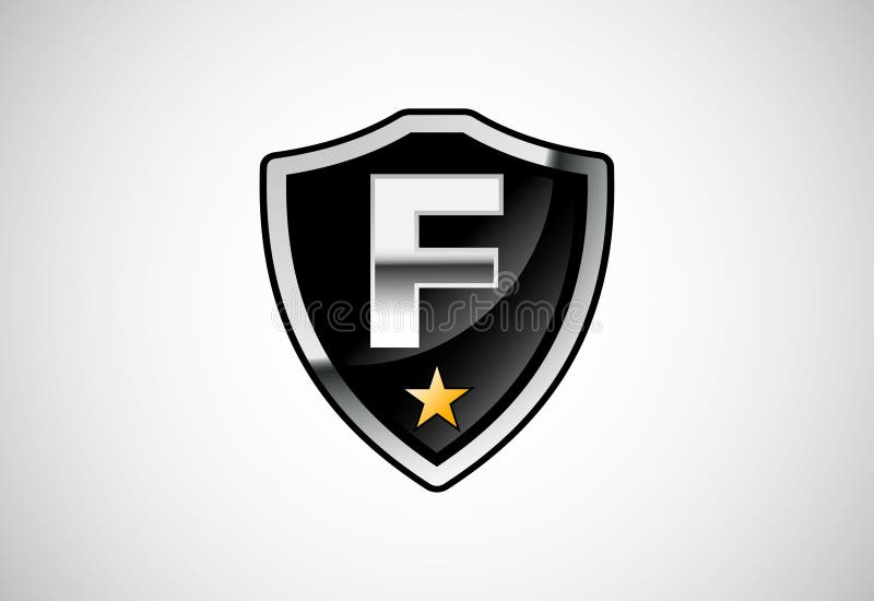 Initial Letter F with Shield Icon Logo Design Vector Illustration ...