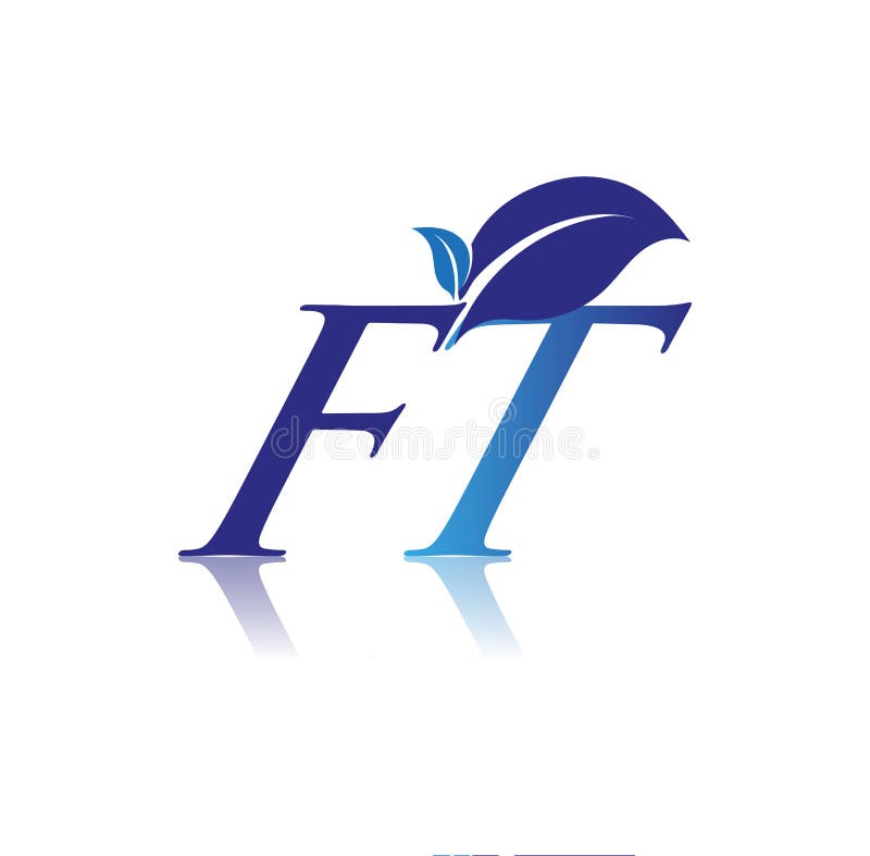 Initial Letter FT with Leaf Logo, Colored Blue Nature and Environment ...