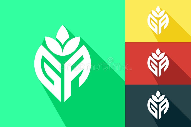 Initial Letter G a with Abstract Leaf Logo Sign Symbol Stock Vector ...