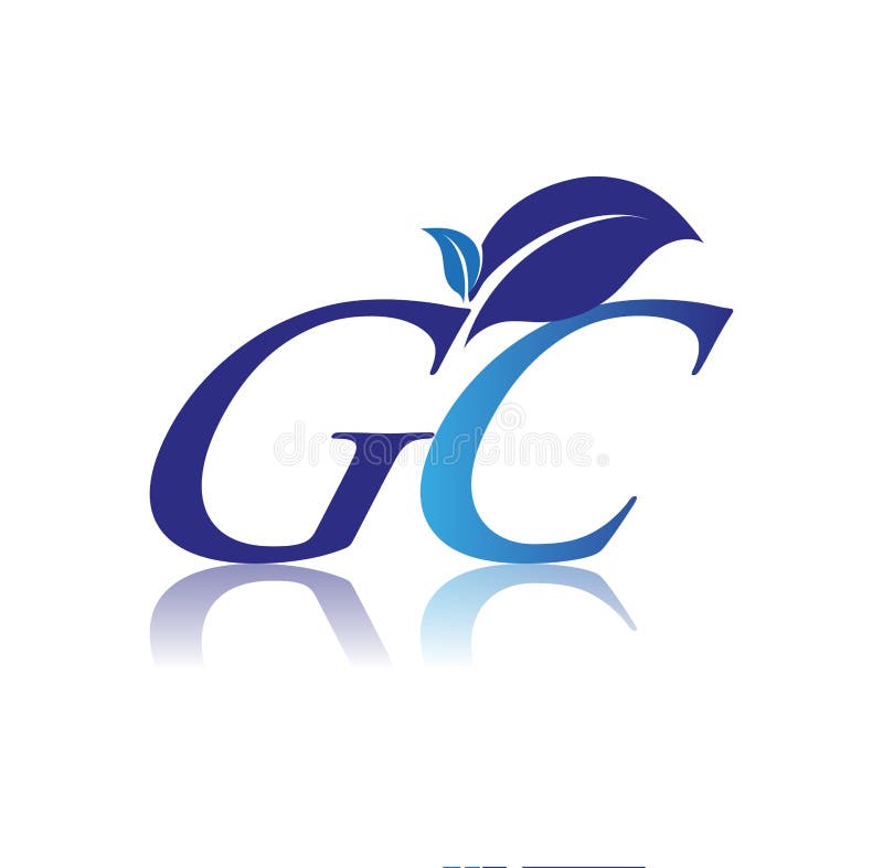 Initial Letter GC with Leaf Logo, Colored Blue Nature and Environment ...