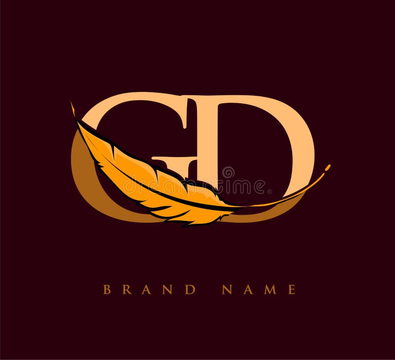 Initial Letter GD Logo with Feather Company Name, Simple and Clean ...