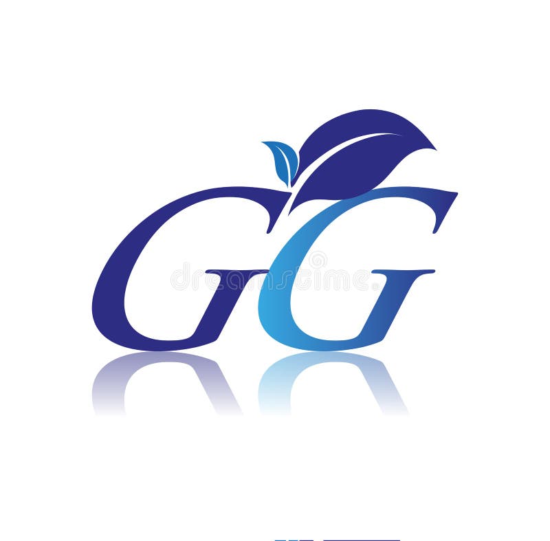 Initial Letter GG with Leaf Logo, Colored Blue Nature and Environment ...