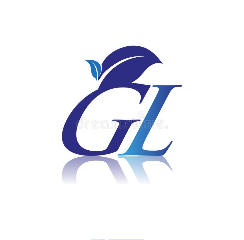 Initial Letter GL with Leaf Logo, Colored Blue Nature and Environment ...