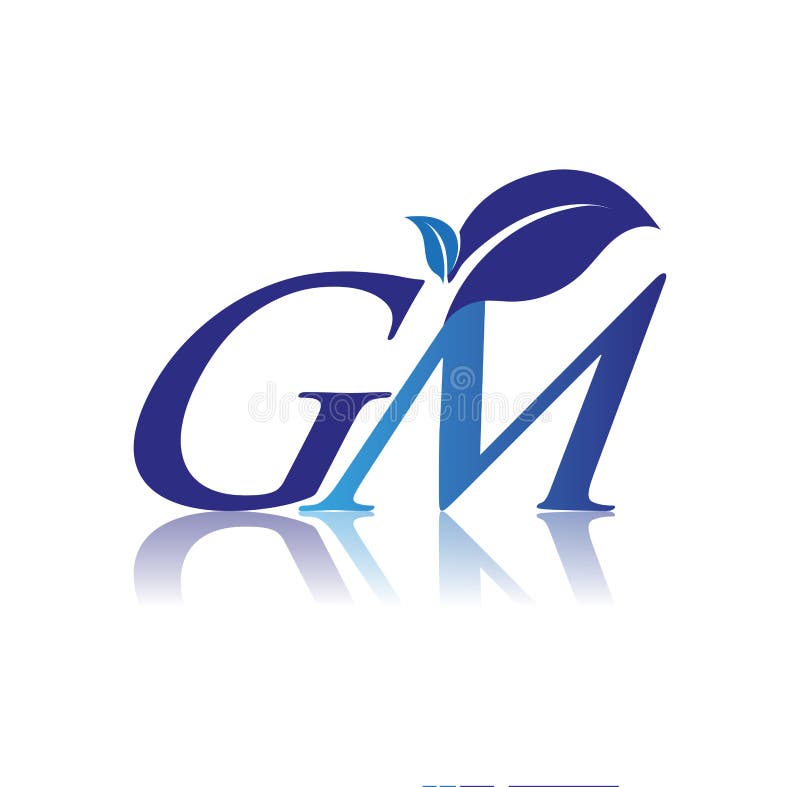 Initial Letter GM with Leaf Logo, Colored Blue Nature and Environment ...