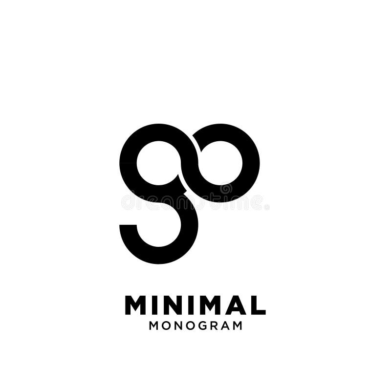 Initial Letter Go Linked Circle Lowercase Monogram Logo Black Stock ...