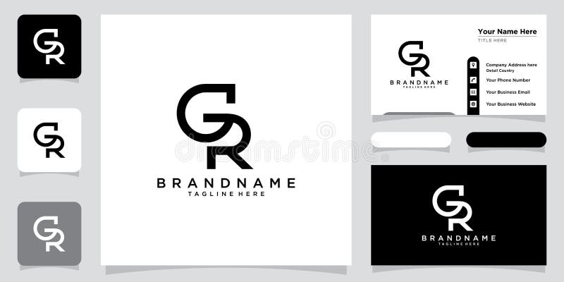 Initial Letter GR Logo Design Vector with Business Card Design Stock ...