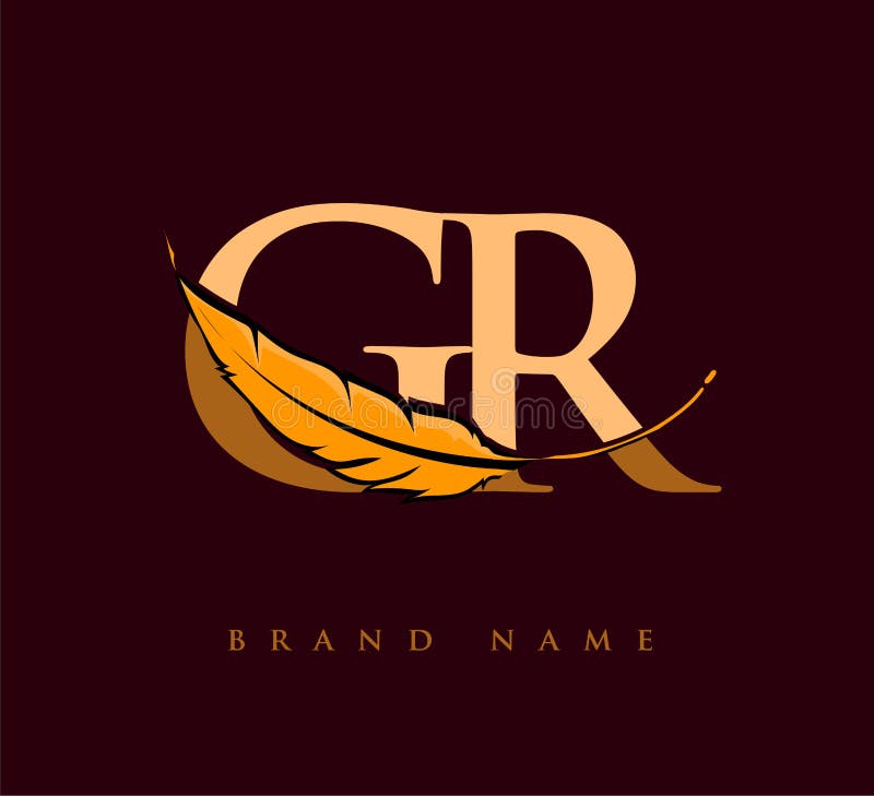 Initial Letter GR Logo with Feather Company Name, Simple and Clean ...