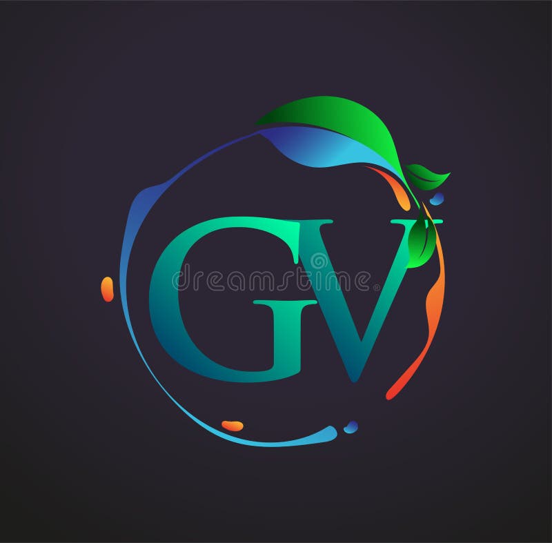 Initial Letter GV with Nature Elements Logo, Colorful Nature and ...
