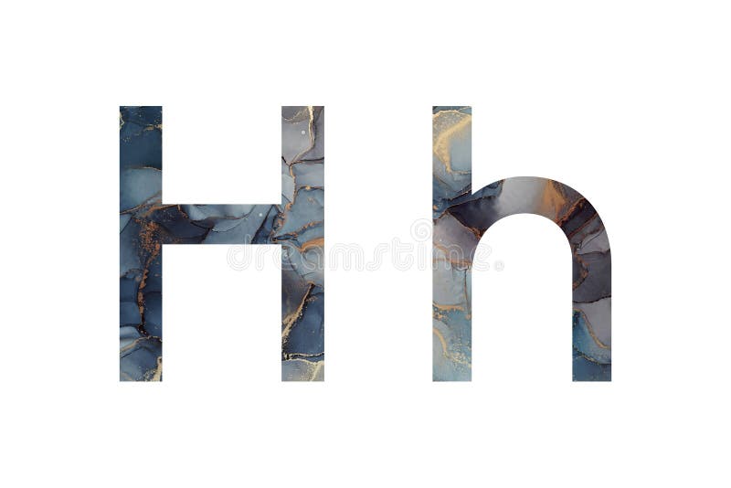 Initial Letter H with Abstract Hand-painted Alcohol Ink Texture Stock ...