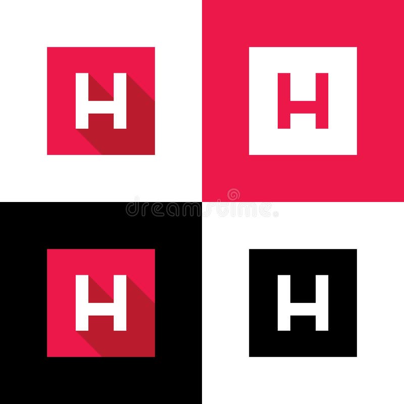 Initial Letter H Logo Design Template Elements, Red Square Shape Icon ...
