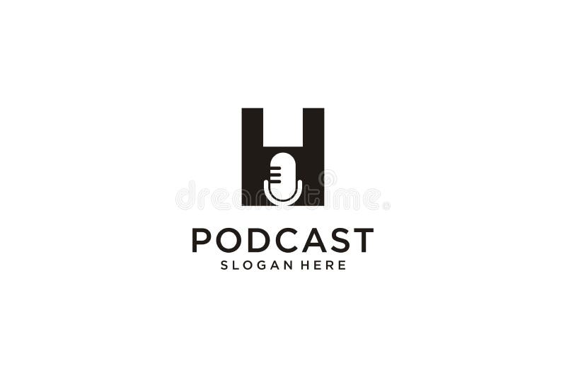 Initial Letter H with Microphone Podcast Logo Design Template Stock ...