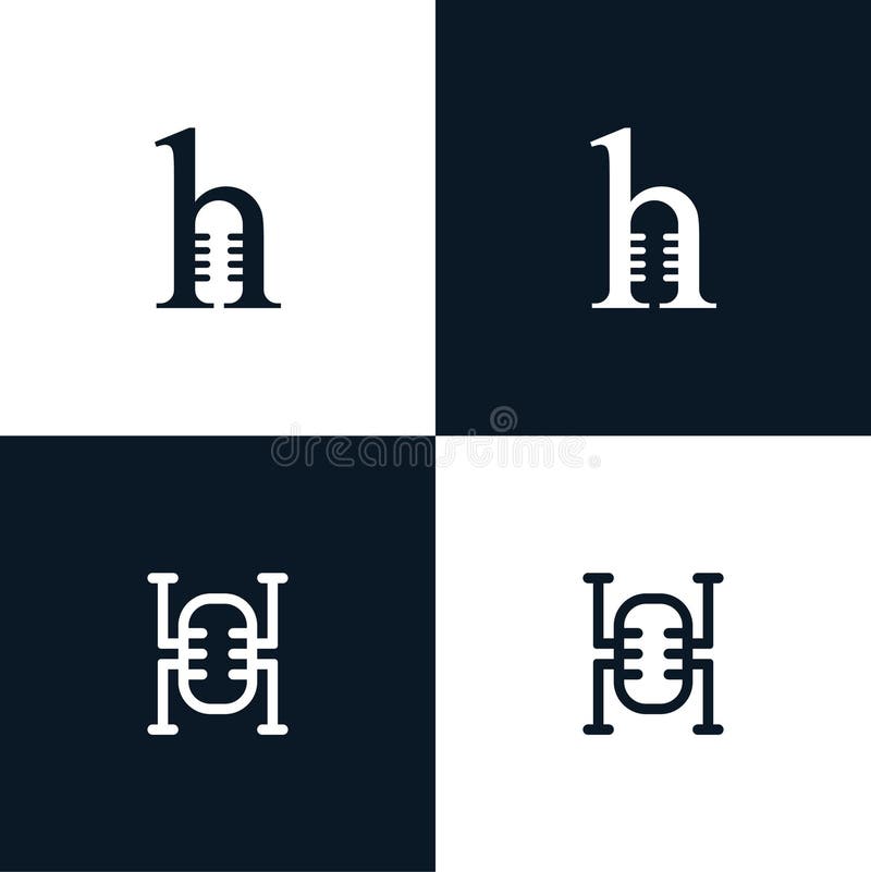 Letter H with Microphone Podcast Logo Design Template Vector Stock ...