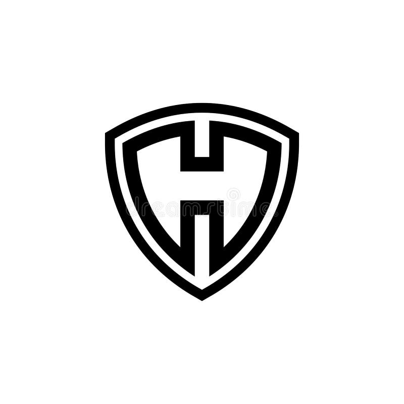 Initial Letter H with Shield Frame Line Element Stock Illustration ...