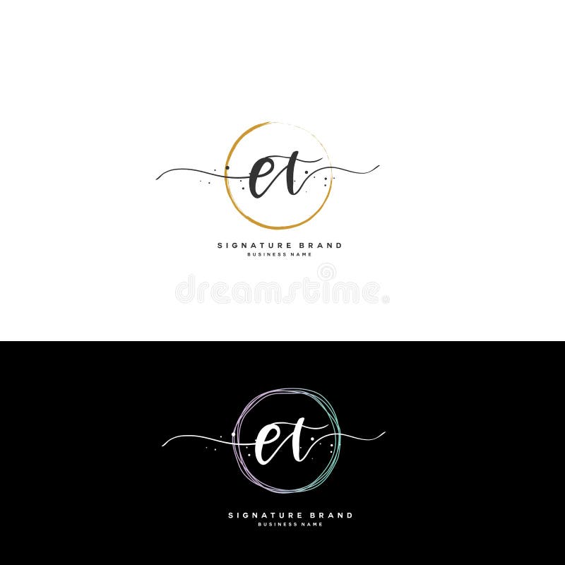 E T ET Initial Letter Handwriting and Signature Logo. a Concept ...