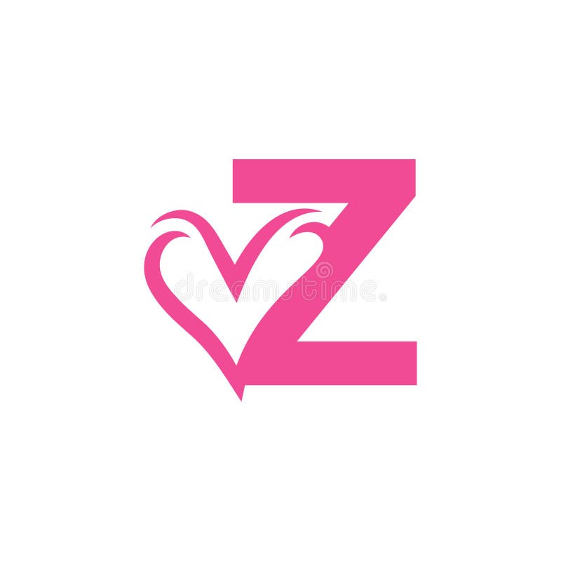 Set Initial Letter Z Heart Negative Space Logo Stock Vector ...