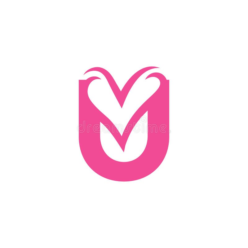 Set Initial Letter U Heart Negative Space Logo Stock Vector ...