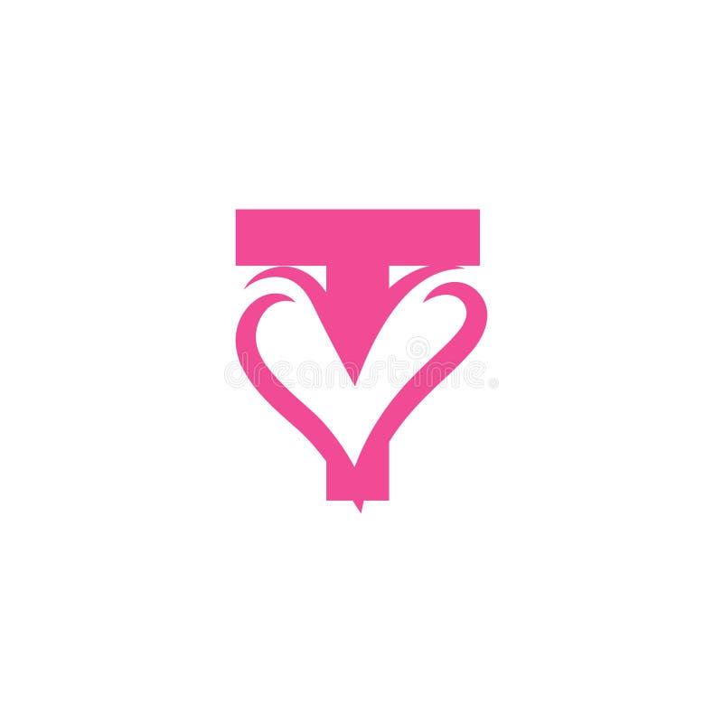Set Initial Letter T Heart Negative Space Logo Stock Vector ...