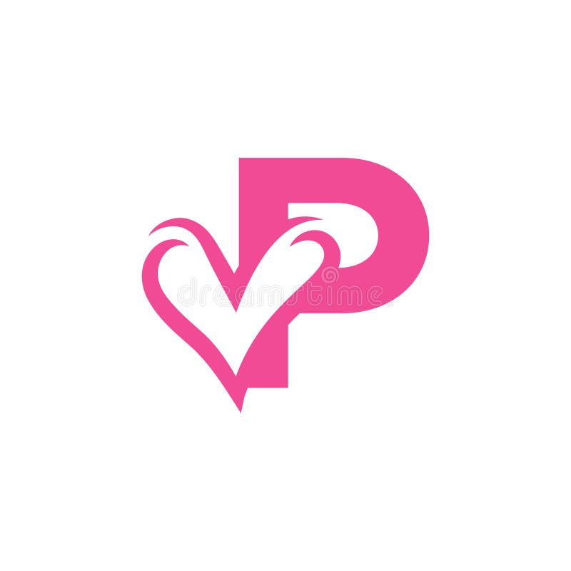 Set Initial Letter P Heart Negative Space Logo Stock Vector ...