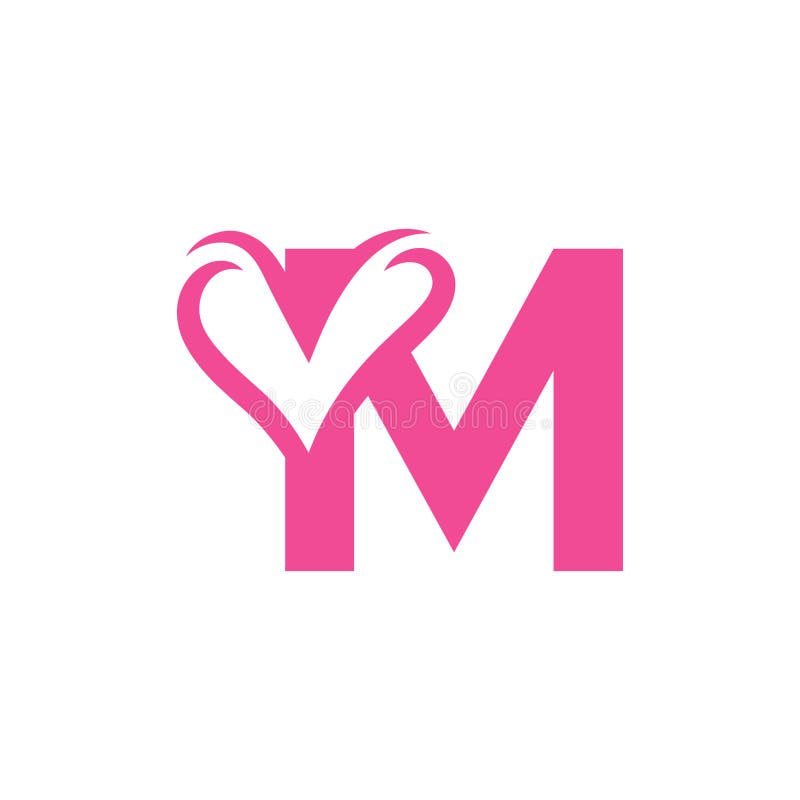 Set Initial Letter M Heart Negative Space Logo Stock Vector ...