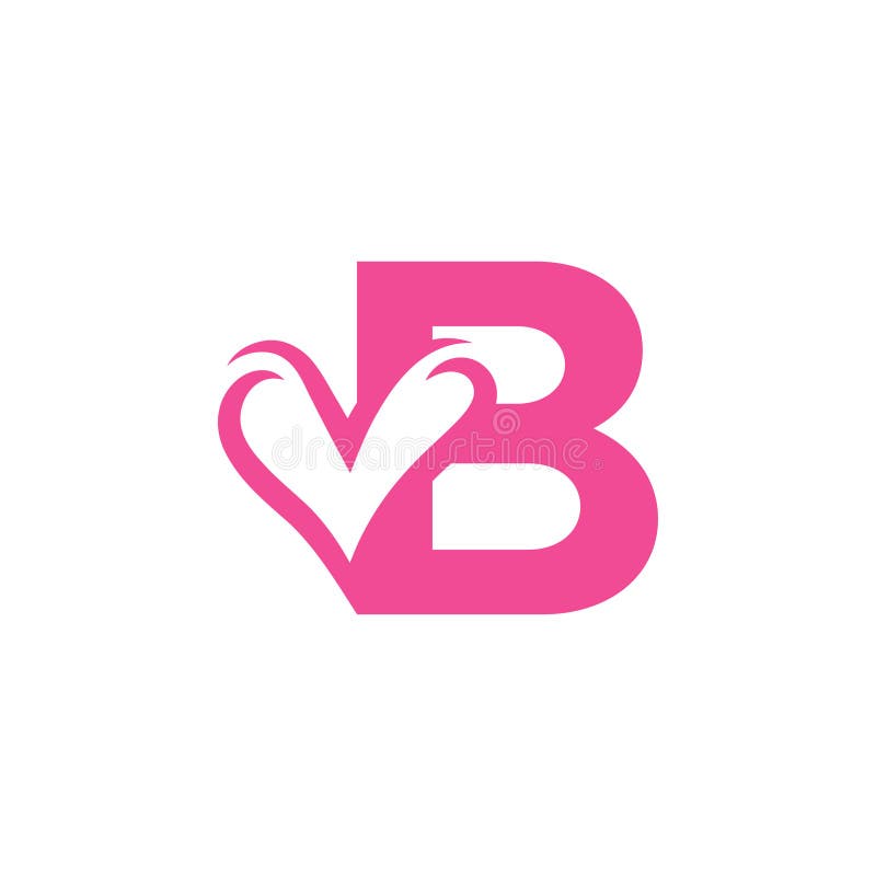 Set Initial Letter B Heart Negative Space Logo Stock Vector ...