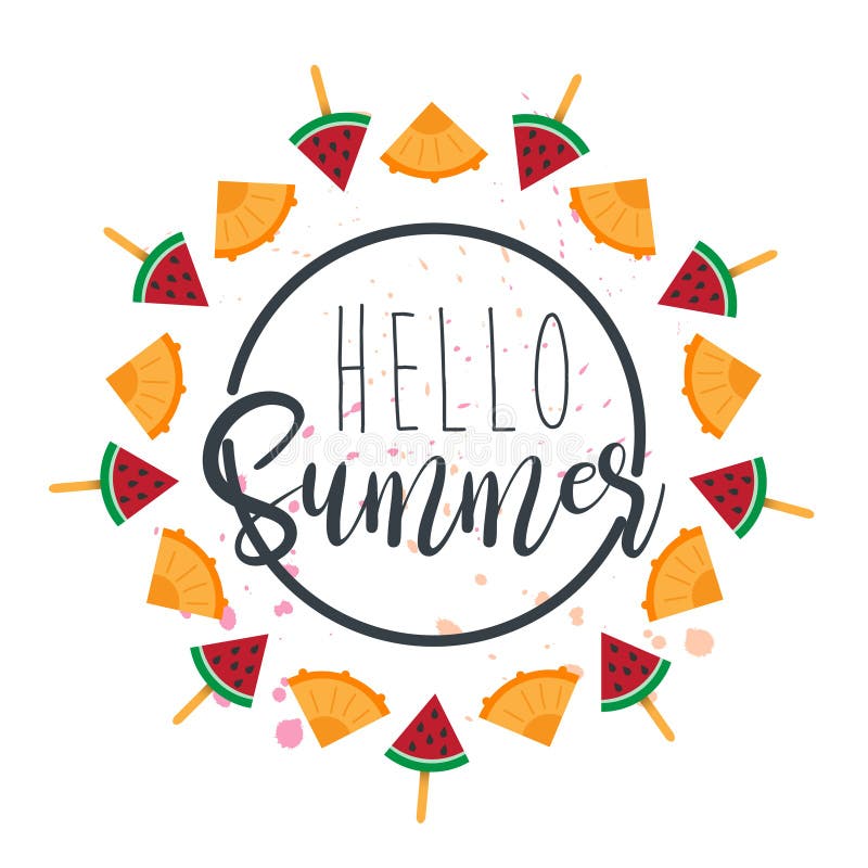 Initial Letter Hello Summer with Elements of Summer Stock Vector ...