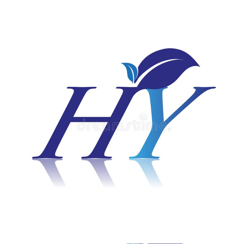 Initial Letter HY with Leaf Logo, Colored Blue Nature and Environment ...