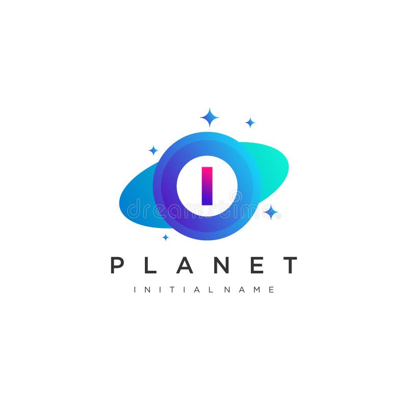 Initial Letter I Circle with Orbit for Planet Stock Vector ...