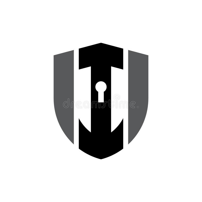Initial Letter I Shield Security Logo Vector Black Color Stock Vector ...