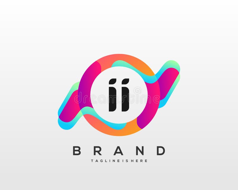 Initial Letter II Logo with Colorful Circle Background, Letter ...
