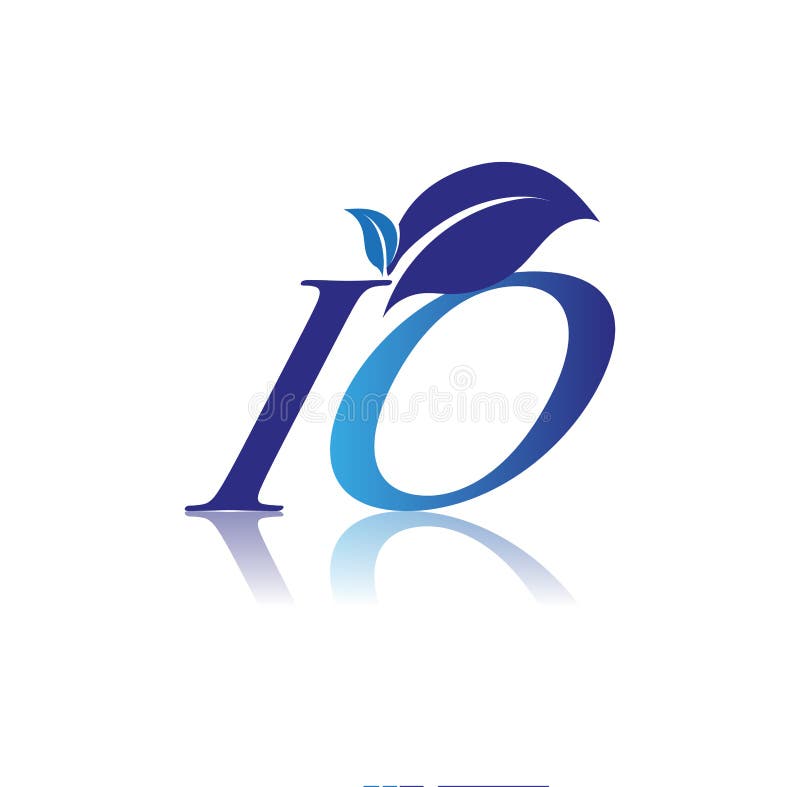 Initial Letter IO with Leaf Logo, Colored Blue Nature and Environment ...