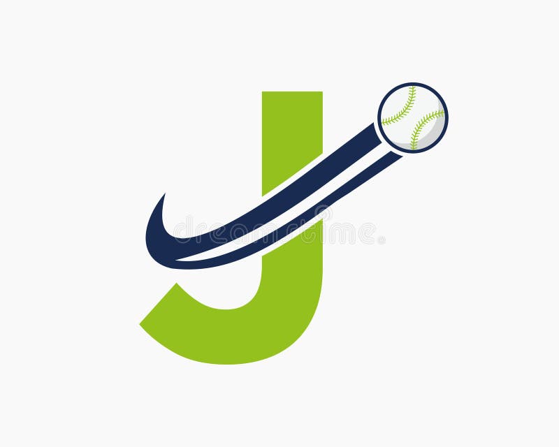 Initial Letter J Baseball Logo Concept with Moving Baseball Icon Vector ...