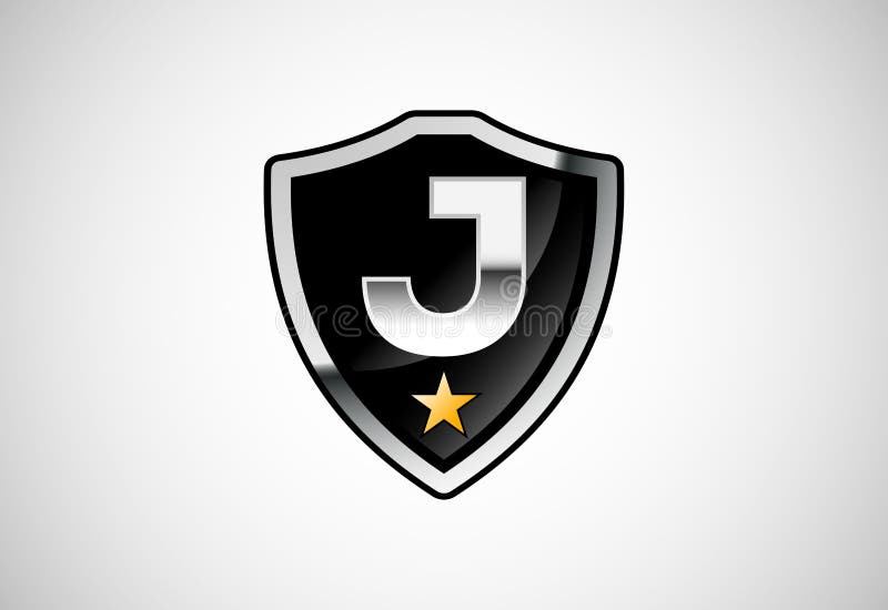 Initial Letter J with Shield Icon Logo Design Vector Illustration ...