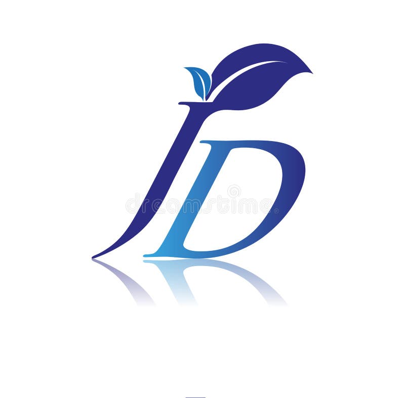 Initial Letter JD with Leaf Logo, Colored Blue Nature and Environment ...