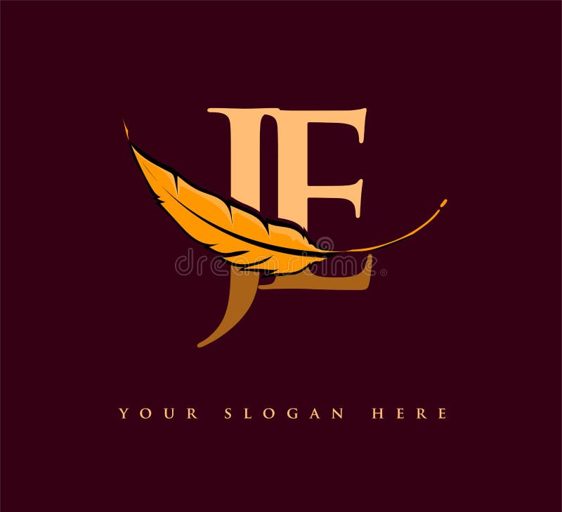 Initial Letter JE Logo with Feather Company Name, Simple and Clean ...