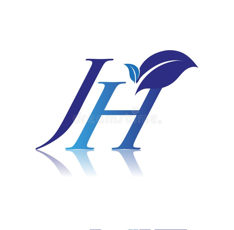 Initial Letter JH with Leaf Logo, Colored Blue Nature and Environment ...