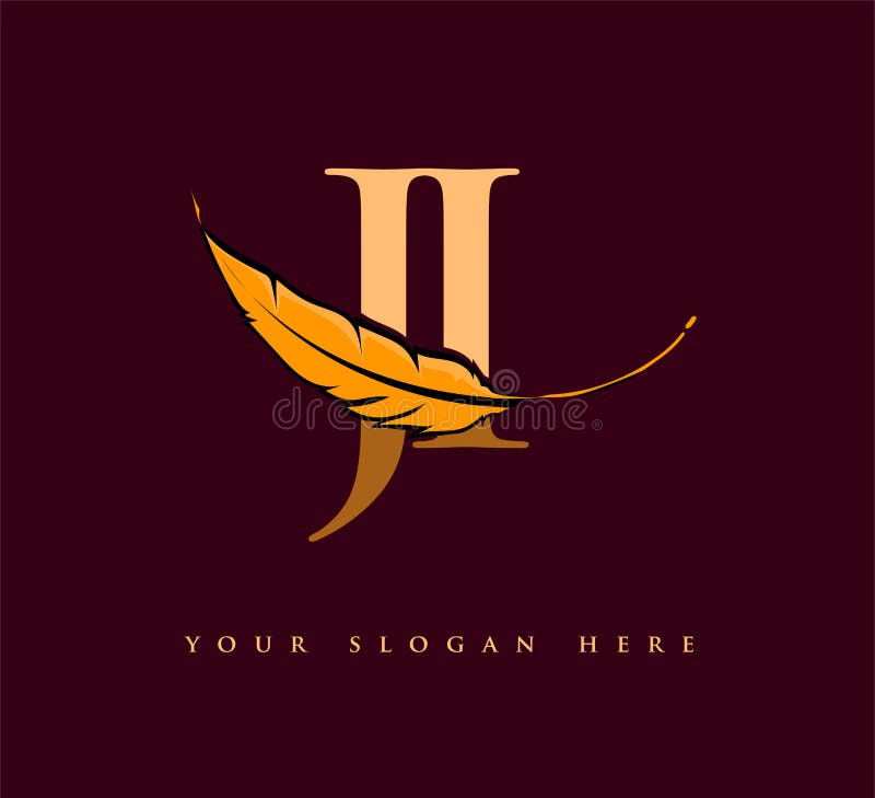 Initial Letter JI Logo with Feather Company Name, Simple and Clean ...