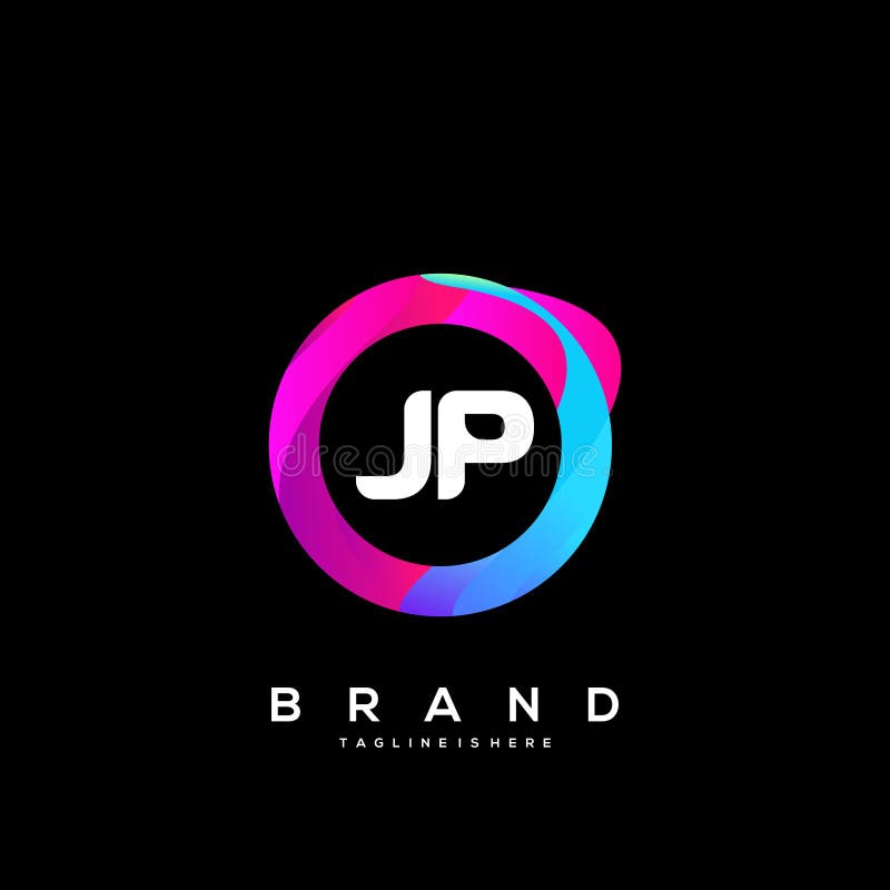 Initial Letter JP Logo with Colorful Circle Background, Letter ...
