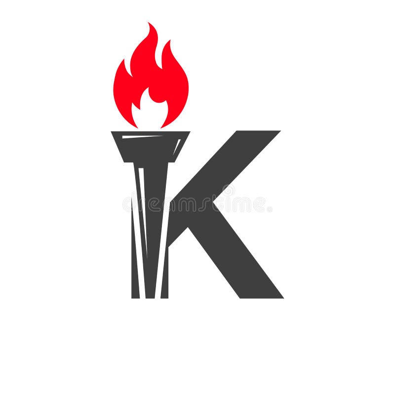 Initial Letter K Fire Torch Concept with Fire and Torch Icon Vector ...