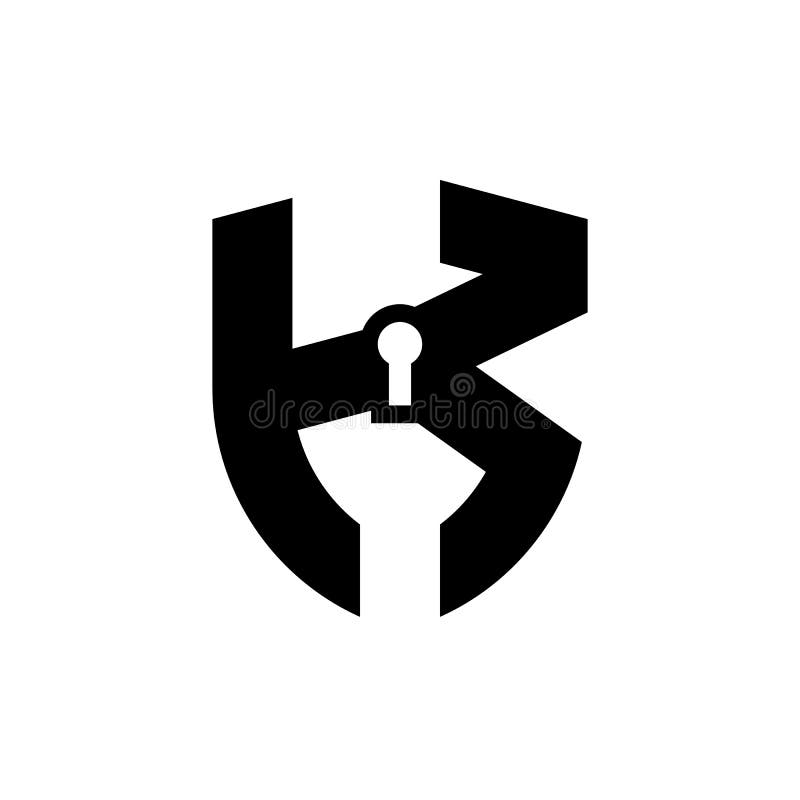 Initial Letter K Shield Security Logo Vector Black Color Stock Vector ...