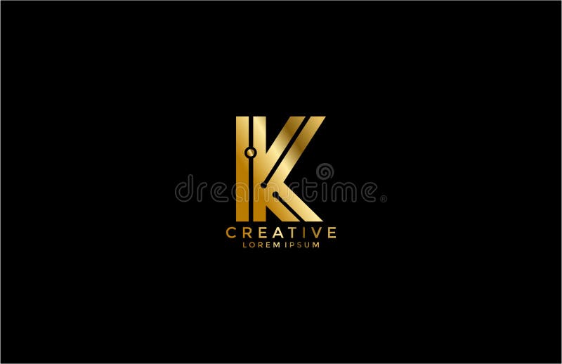 Initial Letter K Tech Style Golden Logo Design Template Stock ...