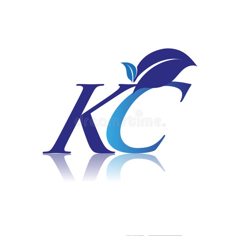 Initial Letter KC with Leaf Logo, Colored Blue Nature and Environment ...