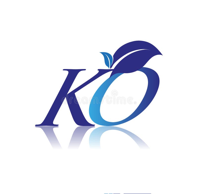 Initial Letter KO with Leaf Logo, Colored Blue Nature and Environment ...