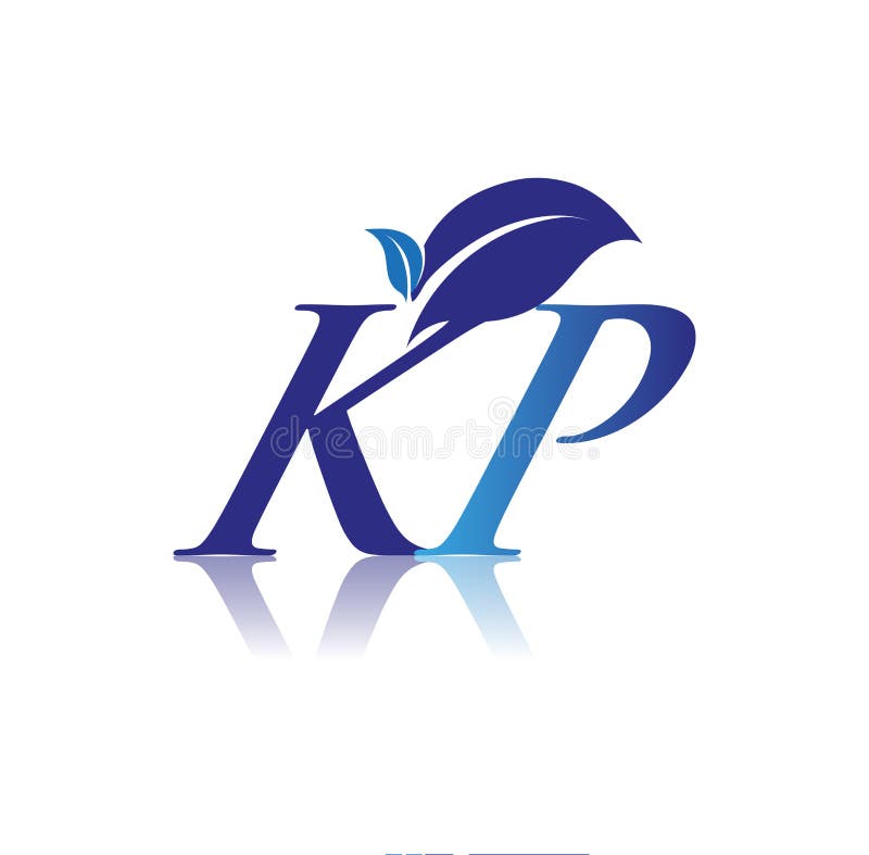 Initial Letter KP with Leaf Logo, Colored Blue Nature and Environment ...