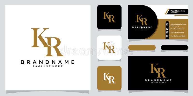Initial Letter KR Logo Design Vector Template with Business Card Design ...