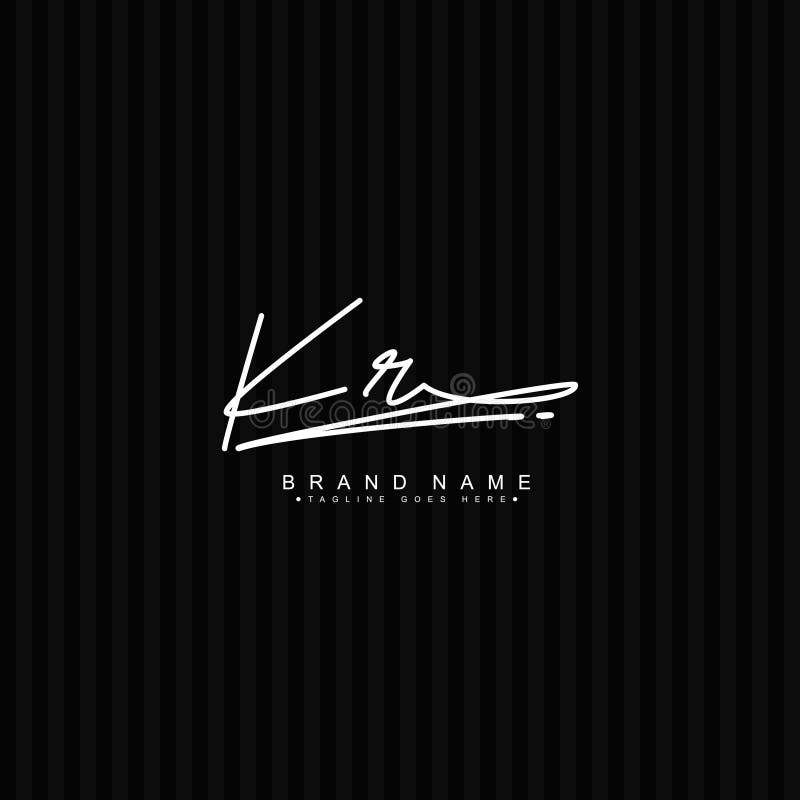 Initial Letter KR Vector Logo Template in Handwritten Signature Style ...
